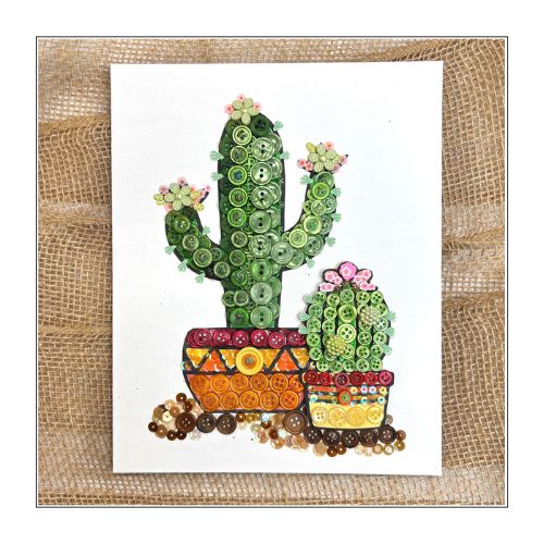 DIY Cactus Canvas Art – Buttons Galore and More