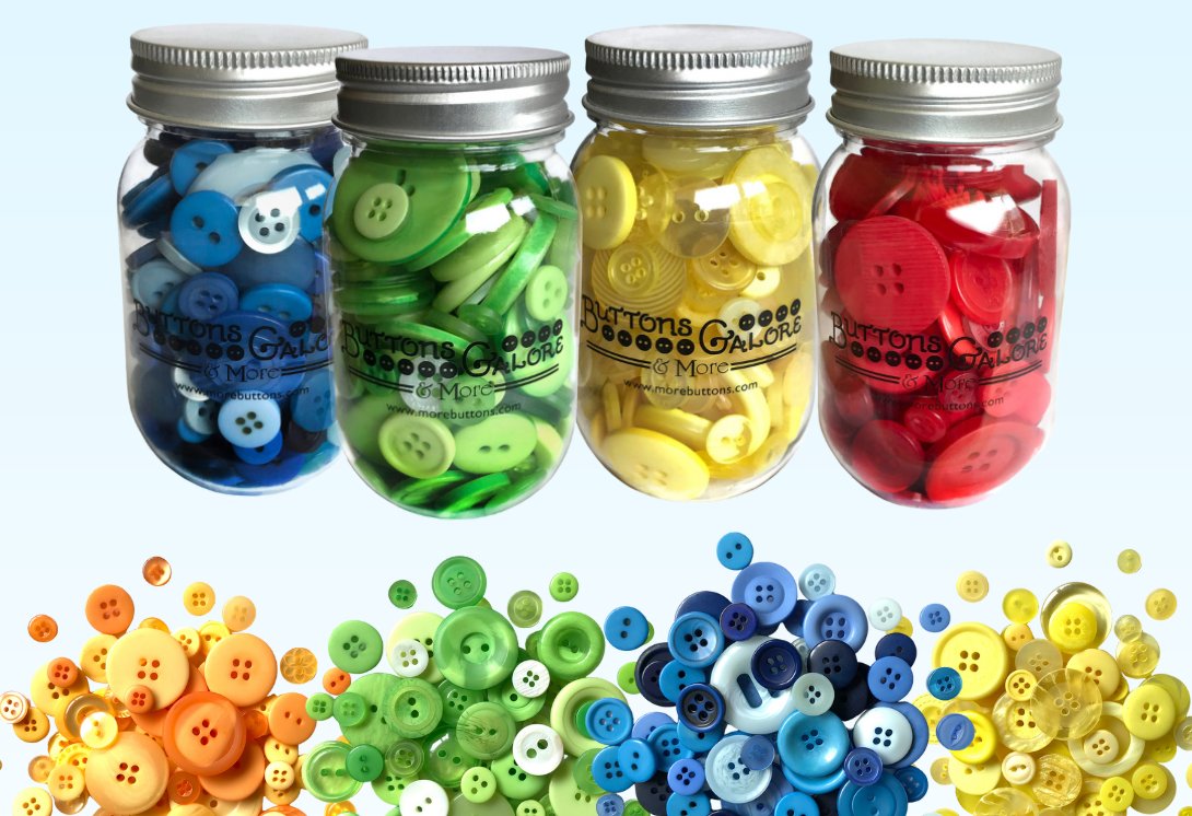 Jars of Buttons for Sale | colorful sewing buttons | Buttons Galore and ...