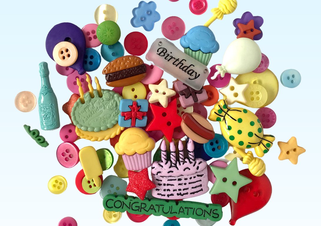 Party Themed Buttons For Sale | Buttons Galore Craft & Sewing Buttons ...