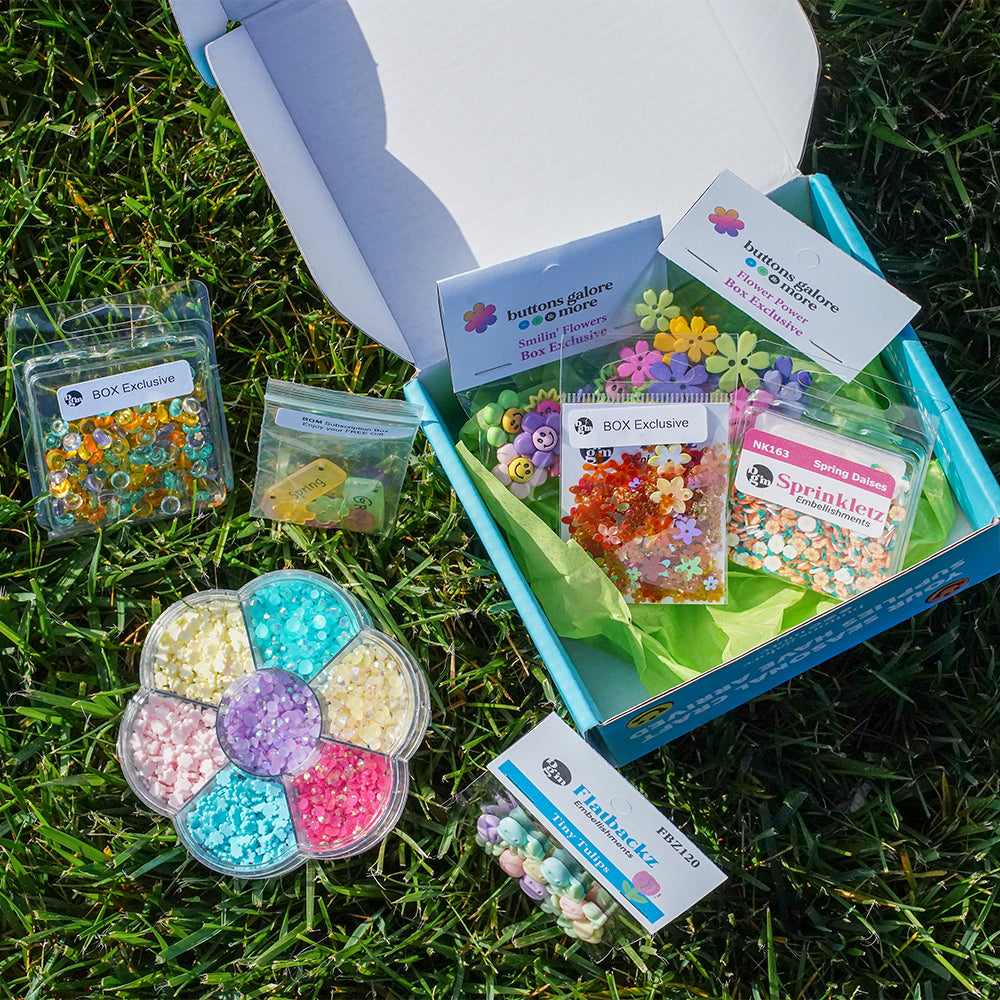 Craft embellishment subscription box, buttons, rhinestones, sequins ...
