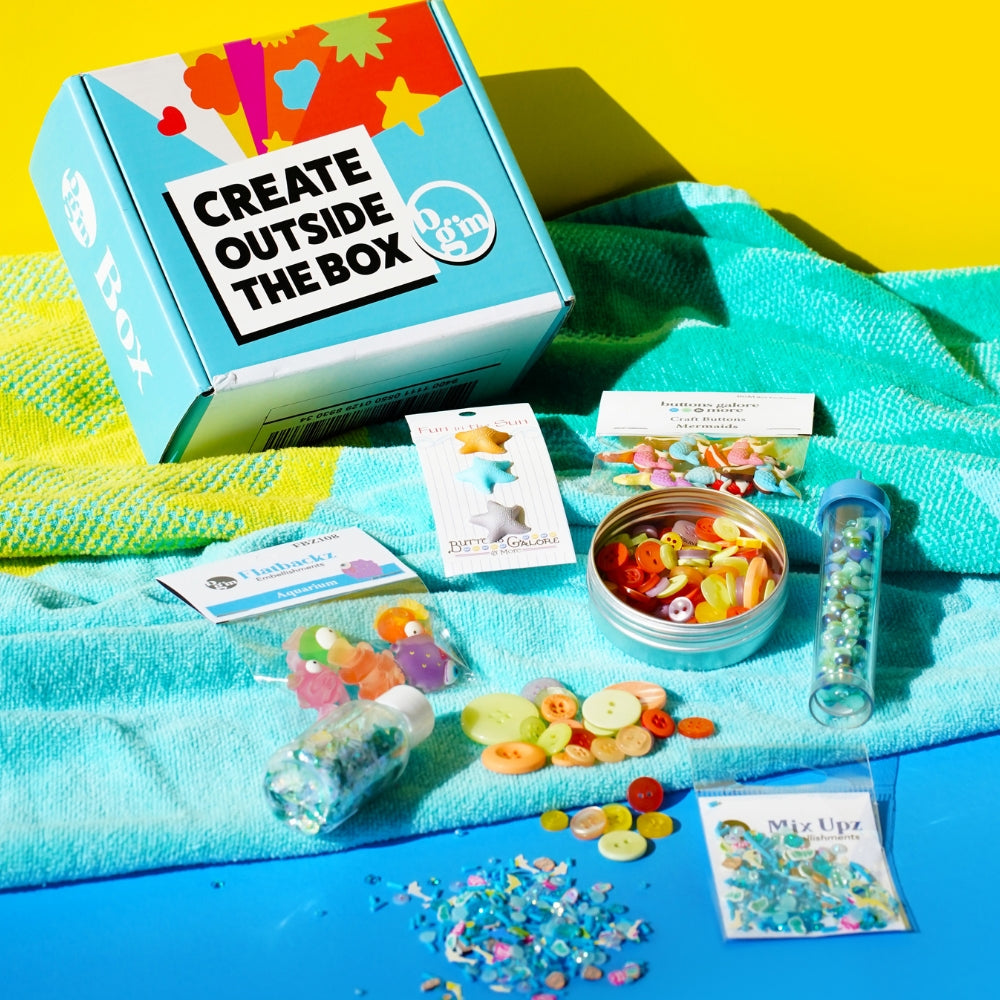 Craft embellishment subscription box, buttons, rhinestones, sequins | Buttons Galore and More