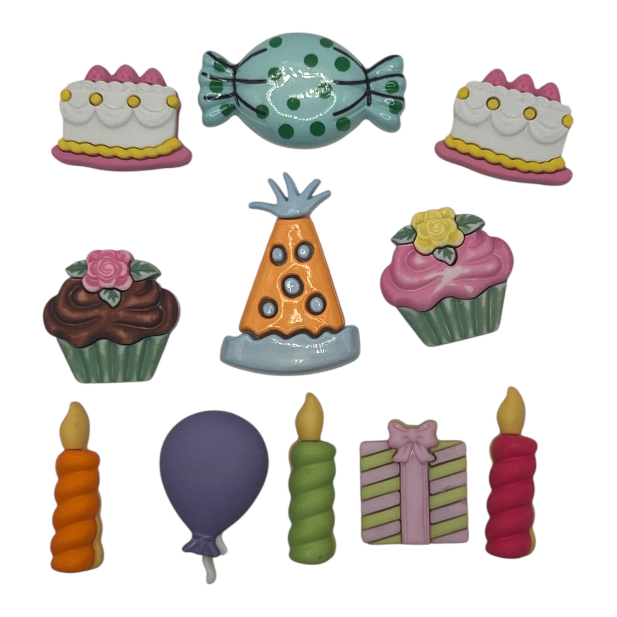 Happy Birthday Buttons – Birthday Cake, Candles & Party Craft Embellis ...