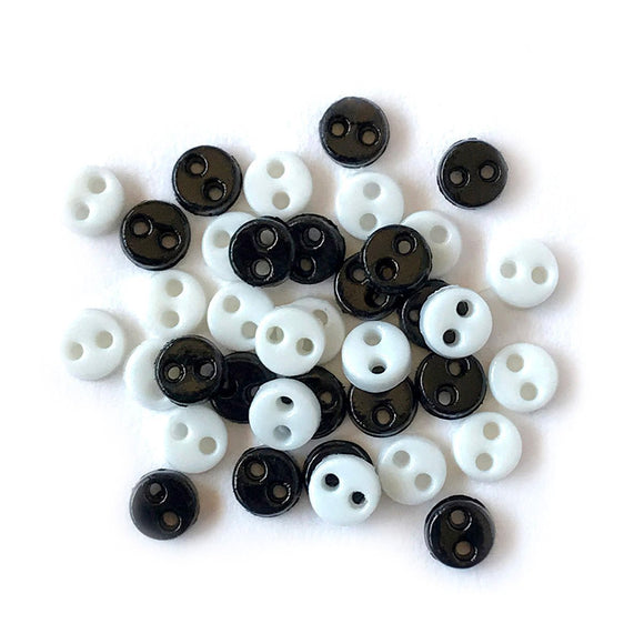Buttons Galore Tiny Sewing Buttons - Black & White Micro | Buttons ...