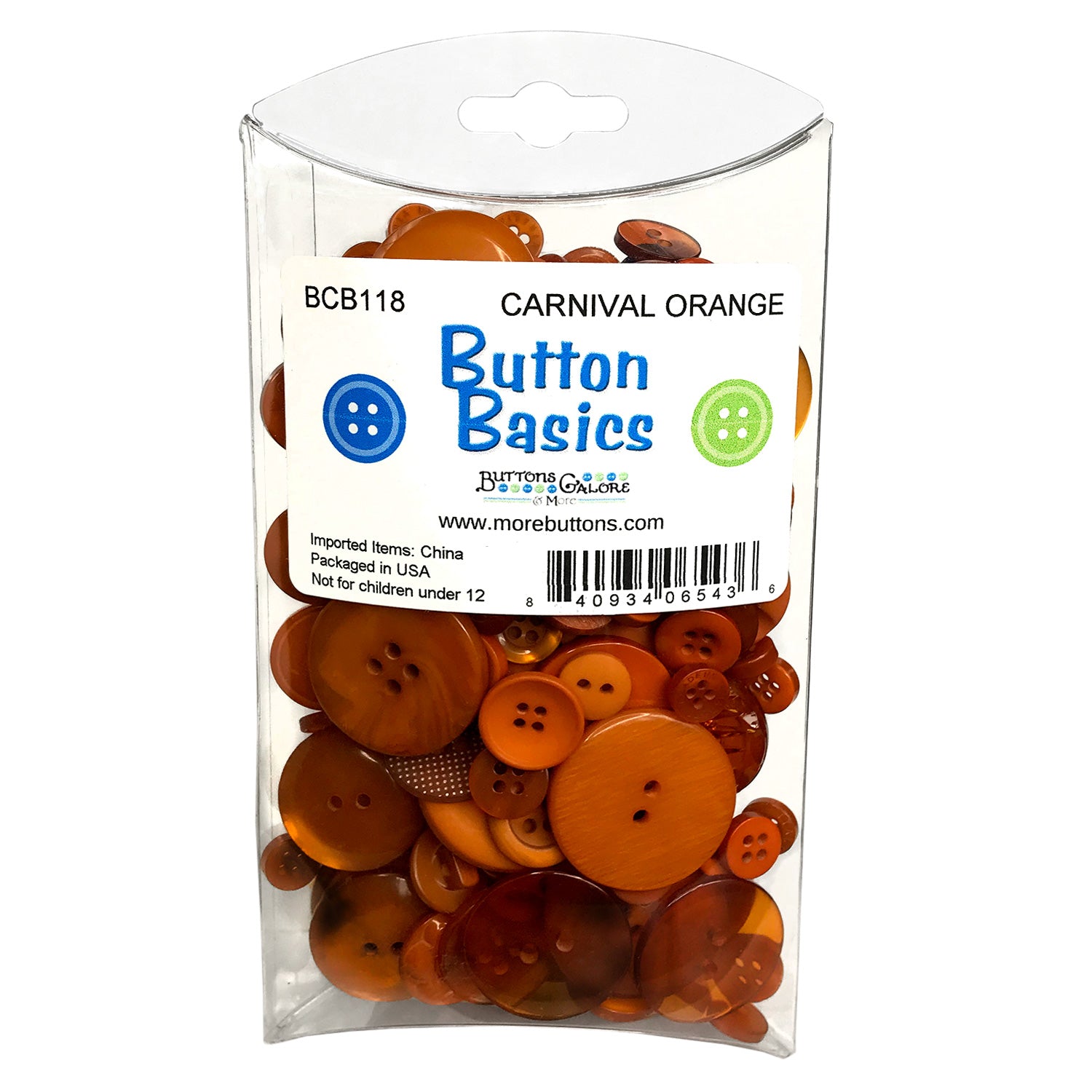 Deep orange Buttons for Crafts Sewing Scrapbooks and Quilts. Assorted ...