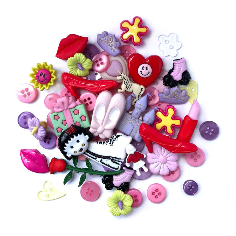 Girls Novelty Craft Buttons for Sewing & Crafts | Buttons Galore and More