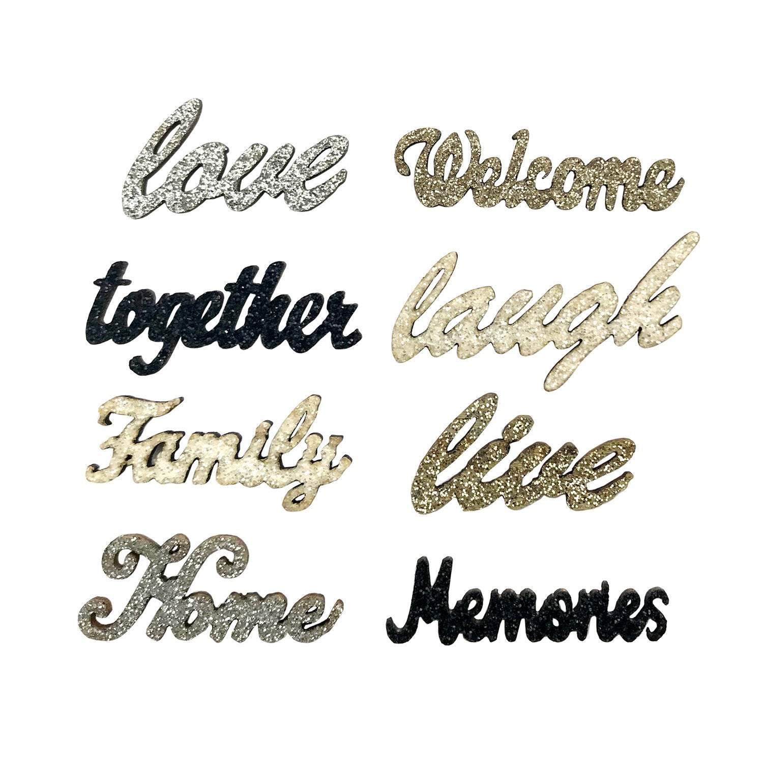 Sparkly Wood Words for Crafts | "Home" Glitter Phrases – Buttons Galore ...