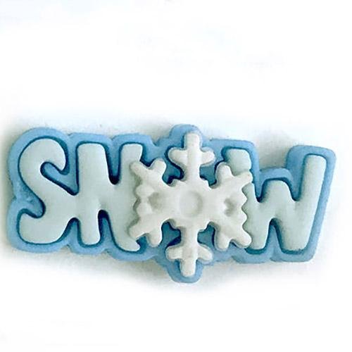 Snow Word Craft Button – Winter Embellishment with Snowflake – Buttons ...