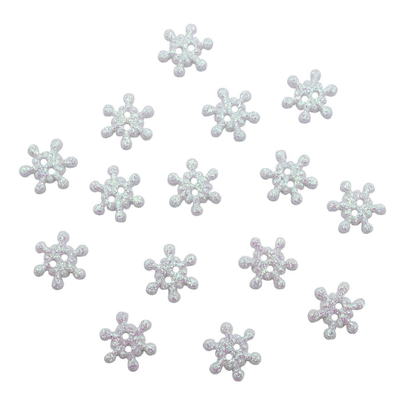 Glitter covered snowflake shaped buttons for sewing and craft projects ...